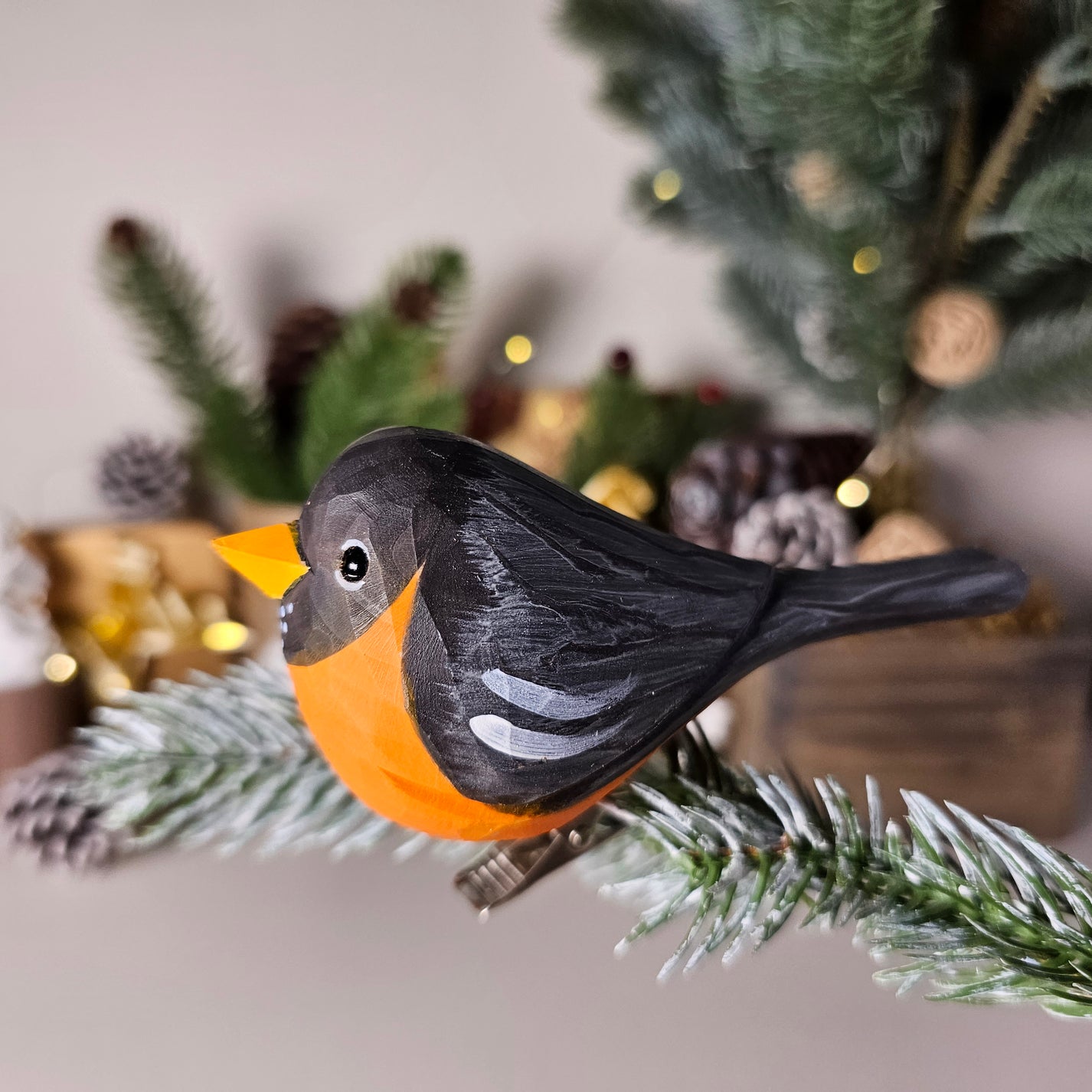 American Robin Clip-on Bird Ornament - Handcrafted Festive Decor ...