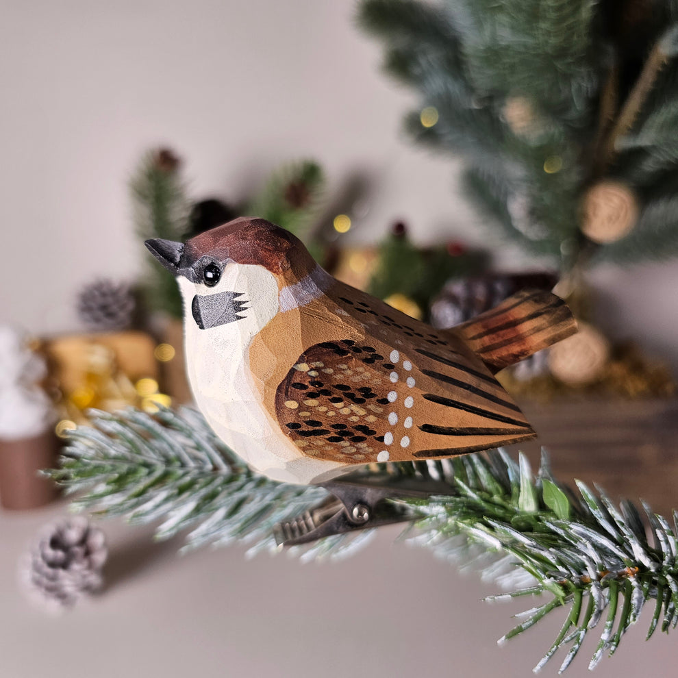 Sparraw V1 Bird Clip-on Ornament - Handcrafted Nature Decor – Wooden ...