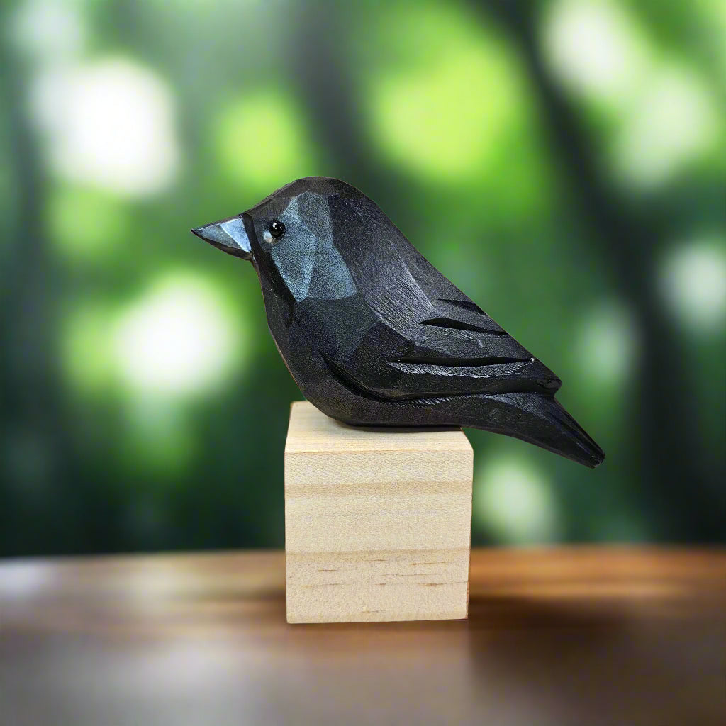 Whimsical Crow Figurine for Home Decor - Intricate Details – Wooden Islands
