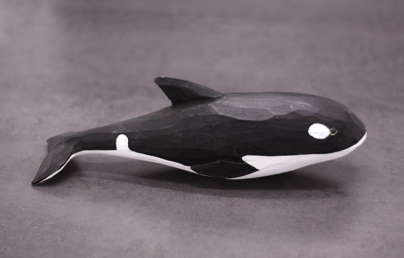 Hand-Painted Wooden Orca Killer Whale Figurine – Marine Decor – Wooden ...