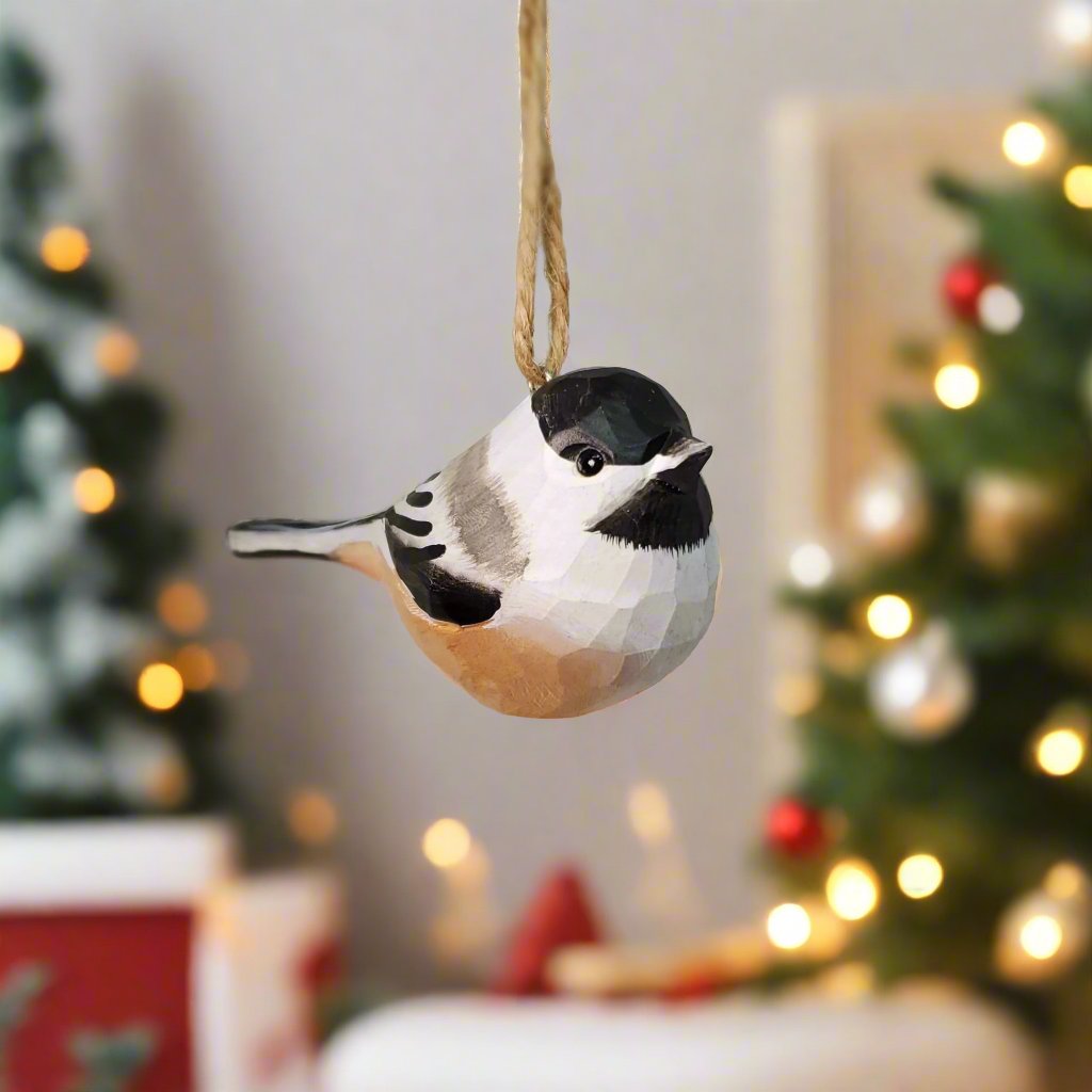 Chickadee Hanging Ornaments Wood Birds Decor for Home – Wooden Islands