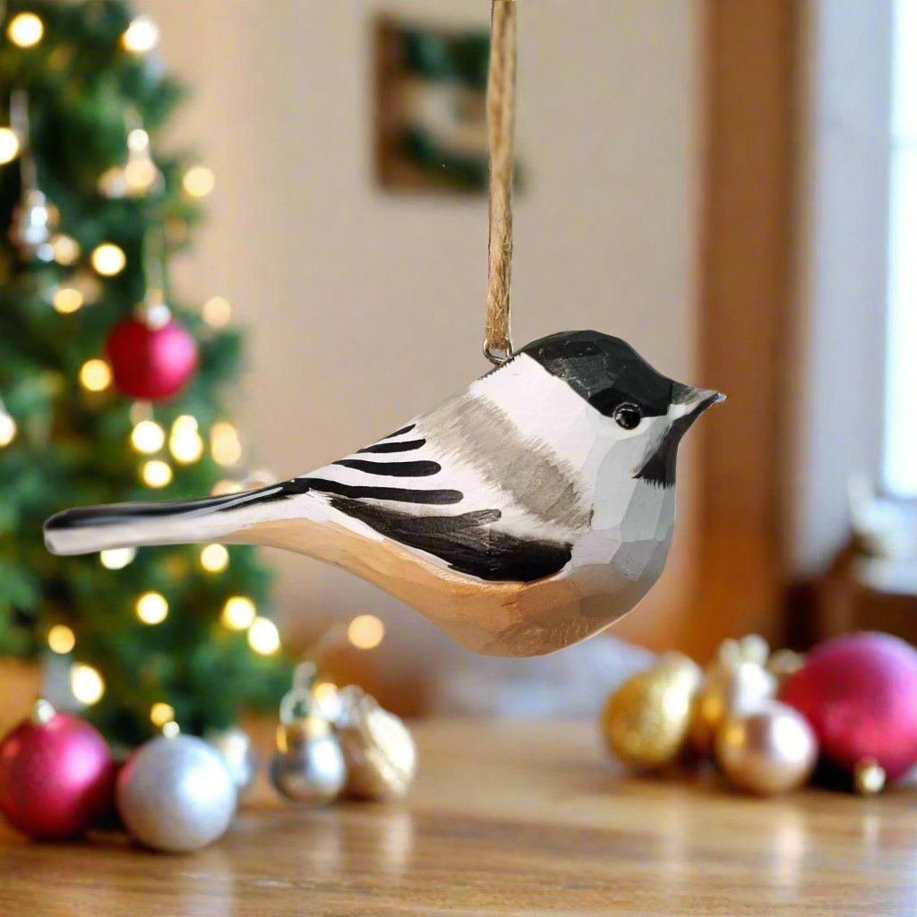 Chickadee Hanging Ornaments Wood Birds Decor for Home – Wooden Islands