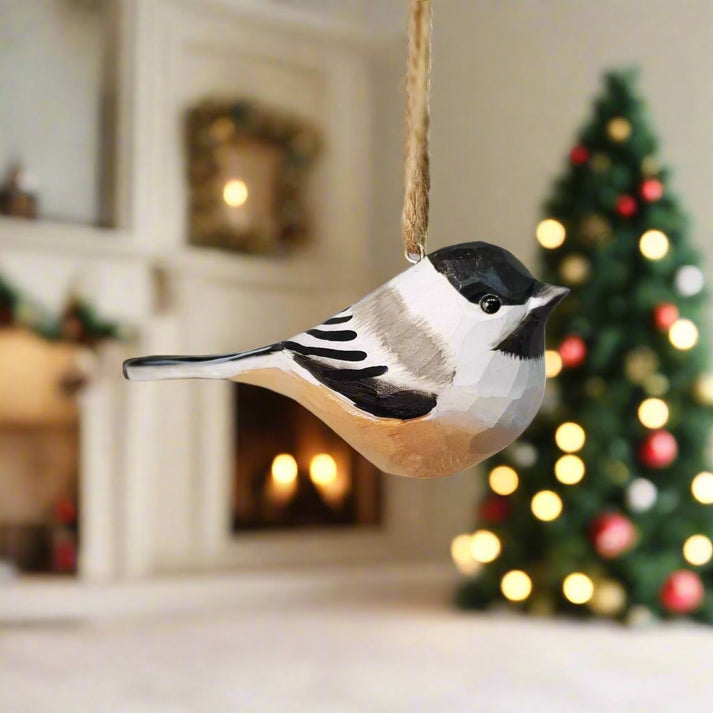 Chickadee Hanging Ornaments Wood Birds Decor for Home – Wooden Islands