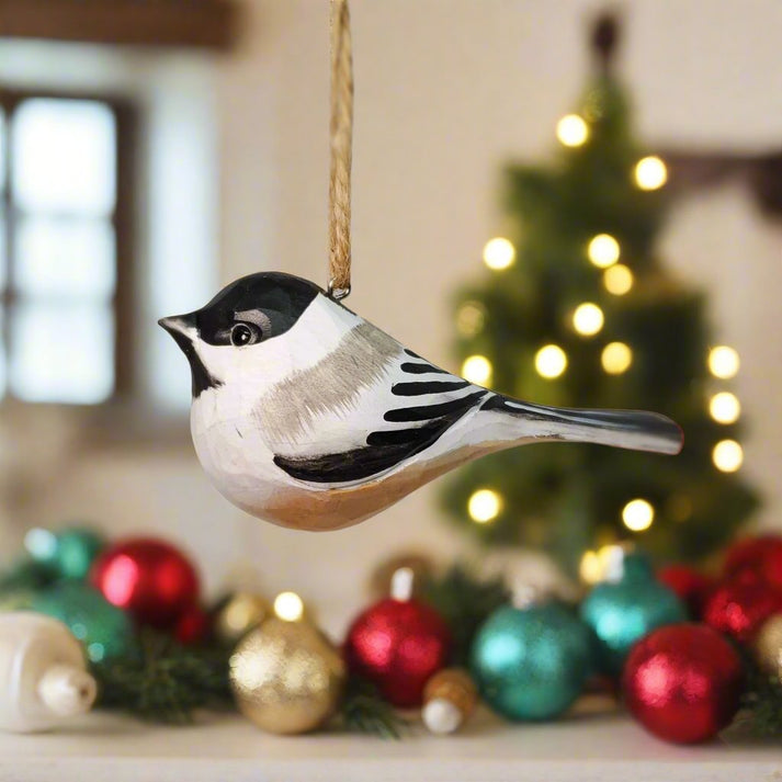 Chickadee Hanging Ornaments Wood Birds Decor for Home – Wooden Islands