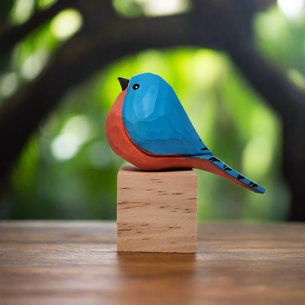 Eastern Bluebird Figurine - North American Songbird Decor – Wooden Islands