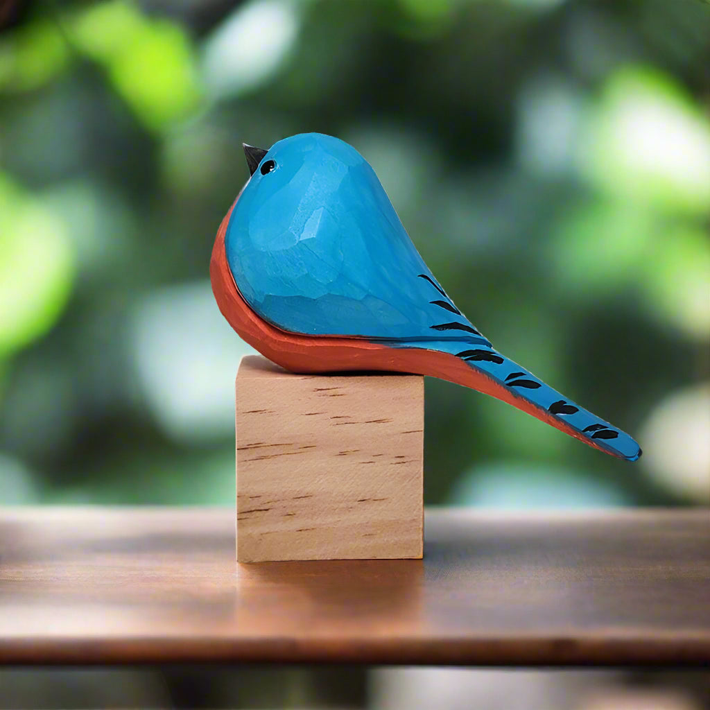 Eastern Bluebird Figurine - North American Songbird Decor – Wooden Islands