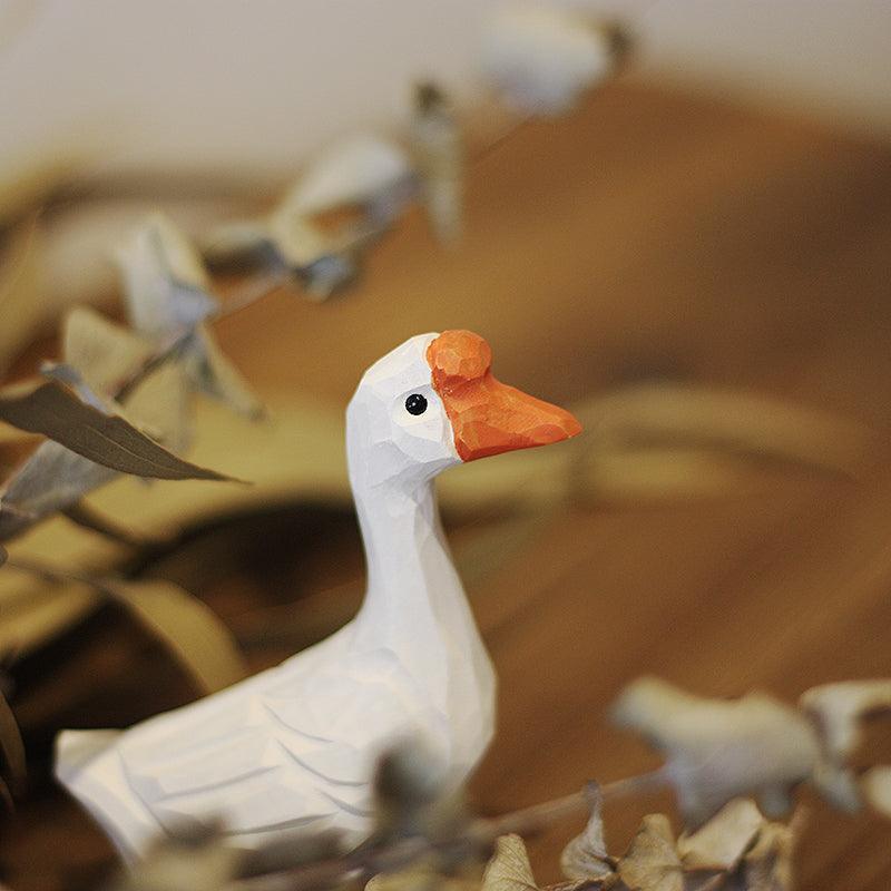 Hand-Carved Wooden Goose Figurines for Country Charm – Wooden Islands