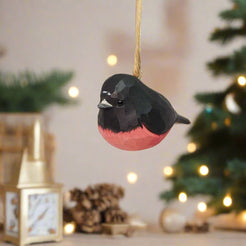 Pink Robin Hanging Christmas Ornaments - Hand-Painted Birds – Wooden ...